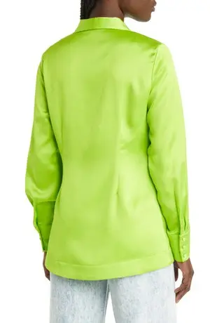 SOMETHING NEW Naomi Satin Button-up Shirt