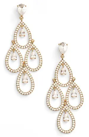 Nadri Crystal Chandelier Earrings - Gold