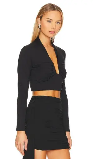 Susana Monaco Square Wire Long Sleeve Top - Black