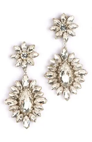 Deepa Gurnani Deepa Gurnani Alianah Crystal Drop Earrings Silver