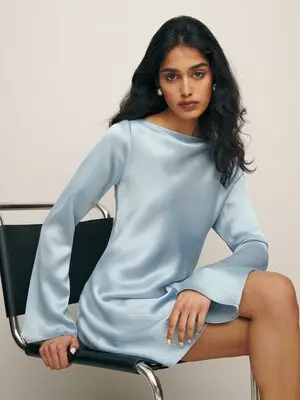 REFORMATION Reformation Pike Satin Dress Mineral Crinkle