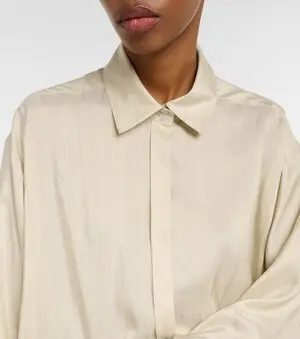 THE ROW Nomoon Jacquard Silk Poplin Shirt - Neutrals