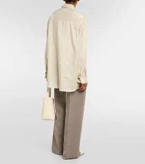 THE ROW Nomoon Jacquard Silk Poplin Shirt - Neutrals