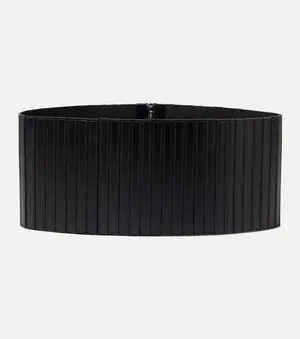 Alaïa Striped Corset Leather Belt - Black