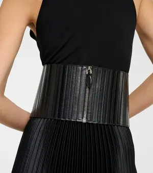 Alaïa Striped Corset Leather Belt - Black