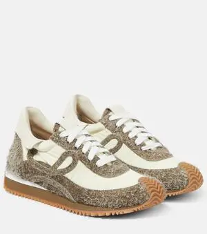 Loewe Flow Runner Suede-trimmed Sneakers