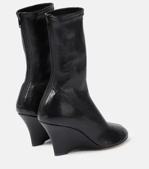 Khaite Apollo Wedge Leather Ankle Boots