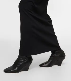 Khaite Apollo Wedge Leather Ankle Boots