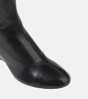 Khaite Apollo Wedge Leather Ankle Boots