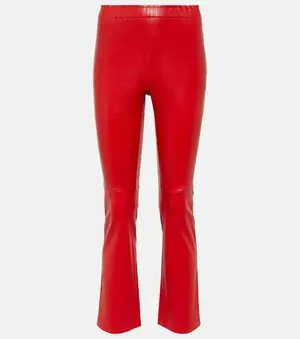 Stouls Leather Cropped Pants - Red
