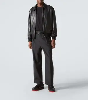 CHRISTIAN LOUBOUTIN Astroloubi Leather And Suede Sneakers - Black