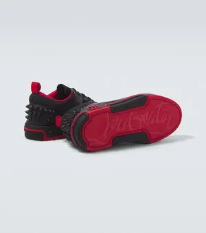 CHRISTIAN LOUBOUTIN Astroloubi Leather And Suede Sneakers - Black
