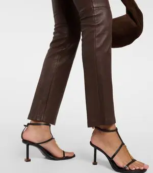 Stouls Leather Bootcut Pants - Brown