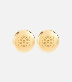 Loewe Anagram Pebble Sterling Silver Stud Earrings - Gold