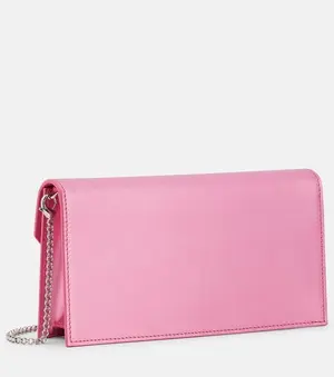 CHRISTIAN LOUBOUTIN Loubi54 Small Leather-trimmed Clutch - Silver