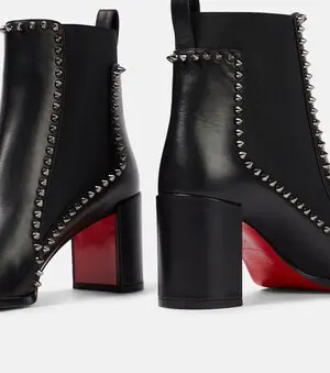CHRISTIAN LOUBOUTIN Out Line Spikes Leather Ankle Boots