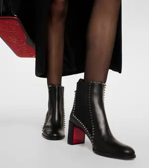 CHRISTIAN LOUBOUTIN Out Line Spikes Leather Ankle Boots