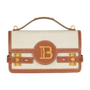 Balmain B-Buzz 24 Canvas And Leather Bag - Brown