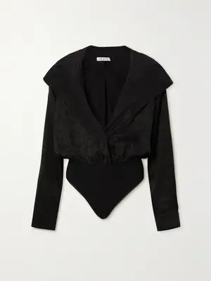 Alaïa Archetypes Hooded Satin-jacquard Bodysuit - Black