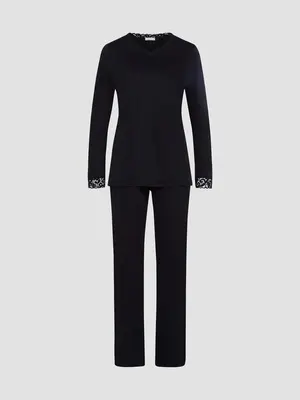Hanro Mots Cotton 2-piece Pajama Set - Black
