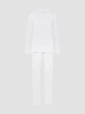 Hanro Mots Cotton 2-piece Pajama Set - White