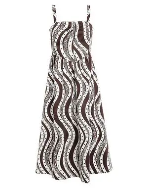 MAX & CO. X DURO OLOWU Midi Dress Chocolate Size Cotton, Elastane - Brown