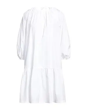 European Culture Cotton Poplin Trapeze Mini Dress - White