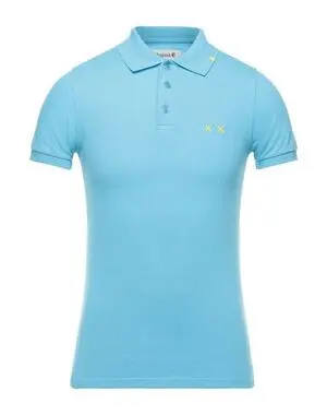 PROJECT E Man Polo Shirt Yellow Size S Cotton Blue