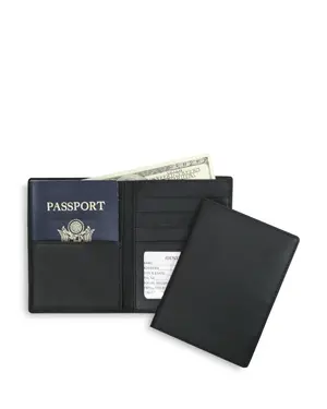 ROYCE NEW YORK Leather Rfid-blocking Passport Case & Wallet - Black