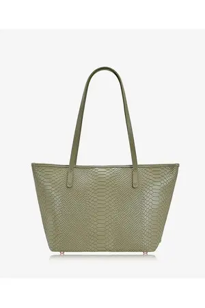 Gigi New York Zip Taylor Embossed Python Tote