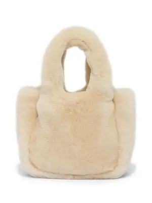 Prada Mini Shearling Tote Bag - Neutrals