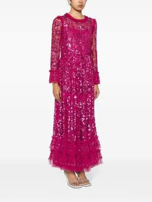 NEEDLE & THREAD Sequinned Ruffled Maxi Dress