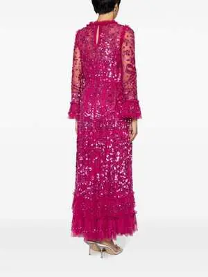 NEEDLE & THREAD Sequinned Ruffled Maxi Dress