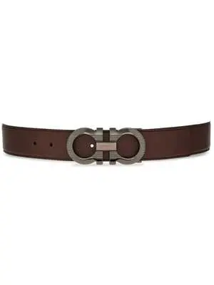 FERRAGAMO Gancini Buckle Reversible Leather Belt - Brown