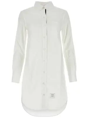 Thom Browne Oxford Grosgrain Placket Mini Shirtdress - White
