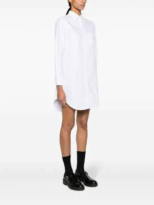 Thom Browne Oxford Grosgrain Placket Mini Shirtdress - White