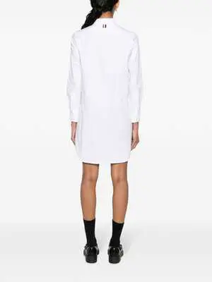 Thom Browne Oxford Grosgrain Placket Mini Shirtdress - White