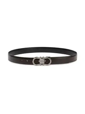 FERRAGAMO Reversible Gancini Leather Belt - Black