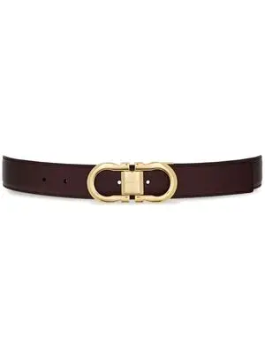 FERRAGAMO Reversible Gancini Leather Belt - Black
