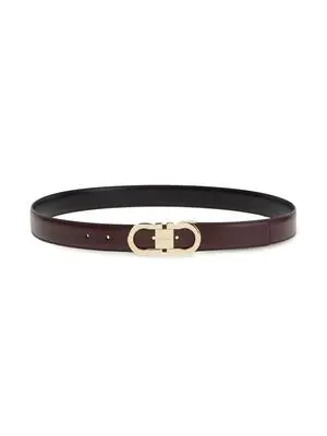 FERRAGAMO Reversible Gancini Leather Belt - Black