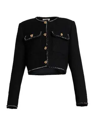 Alexander McQueen Women's Wool Tweed Tailored Jacket - Black  - Black