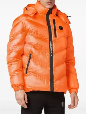 PLEIN SPORT Embroidered Puffer Jacket - Orange