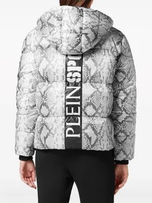 PLEIN SPORT Logo-print Puffer Jacket - Grey