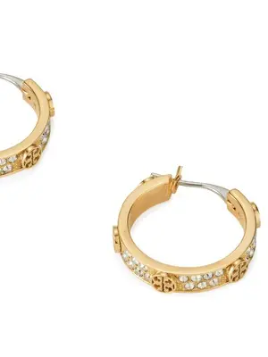 Tory Burch Small Miller Crystal Hoop Earrings - Gold