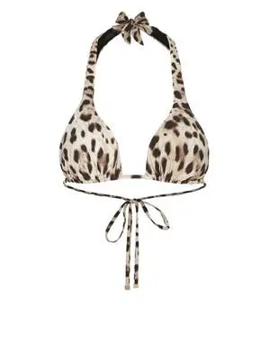 Dolce & Gabbana Leopard-print Triangle Bikini Top - Neutrals