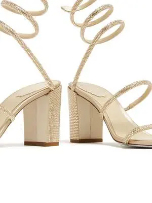 Rene Caovilla Cleo 80mm Crystal-embellished Sandals - Neutrals