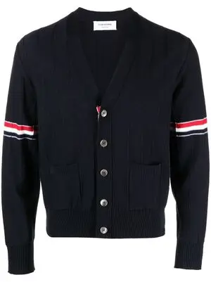 Thom Browne Rwb Stripe V-neck Cardigan