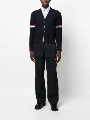 Thom Browne Rwb Stripe V-neck Cardigan