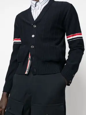 Thom Browne Rwb Stripe V-neck Cardigan