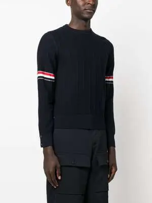 Thom Browne Rwb-stripe Long-sleeve Jumper - Blue